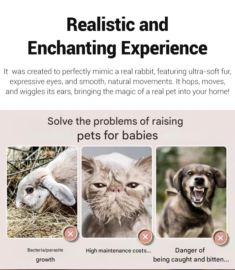 【Voice Control/Realistic Reactions】Bunny AI Interactive Toy Smart Plush ...