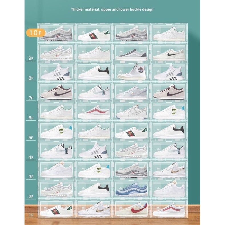 【Fan'】6pcs Large Flip-Open Storage Box Foldable Stackable AJ Shoe Box ...