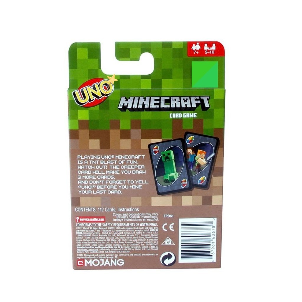 Unø Minecraft Card Game for Friend Family Collection Flip No Mercy Dare ...