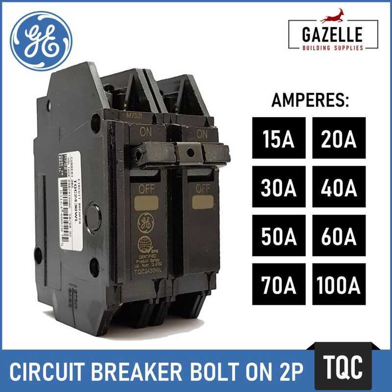 GE Circuit Breaker Bolt On 2 Pole TQC - 15A / 20A 30A 40A 50A 60A 70A ...