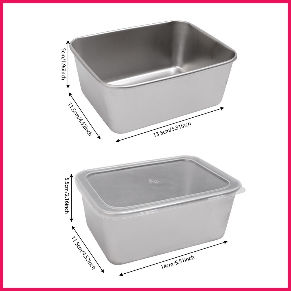 Thick Stainless Steel Food Storage Container - Rectangle Dish with Lid ...