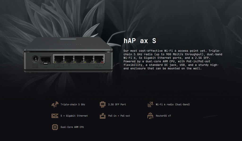 [NEW] MikroTik hAP ax S - WiFi 6 Router & Access Point with (1) 2.5G ...
