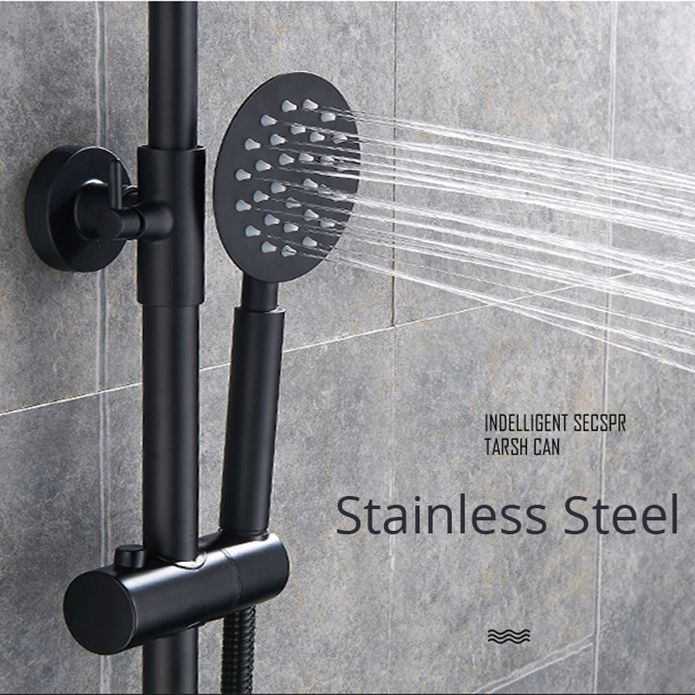 Shower Head Bathroom Shower Mixer Tap Black Rainfall Shower Faucet Set ...