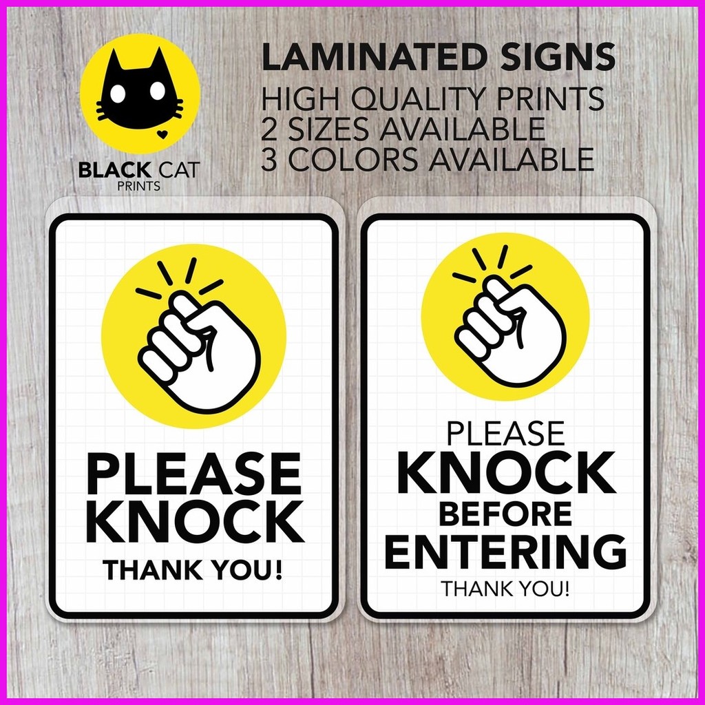 Please Knock / Knock Before Entering Signs / Laminated Signages / Sign ...