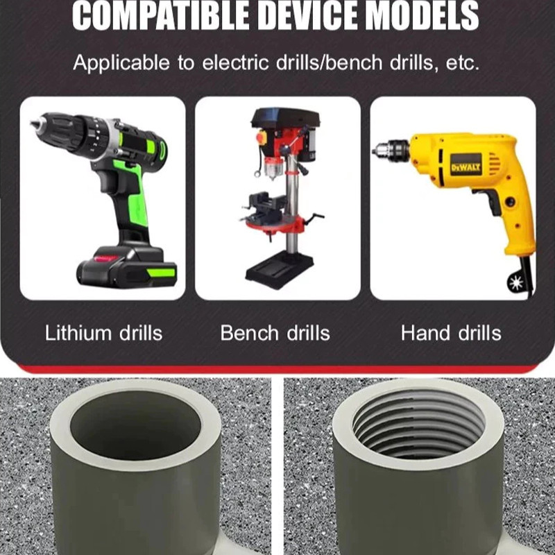 [Local Stock] 2PCS Electric Drill Compatible PVC Pipe Threader Kit 1/2 ...