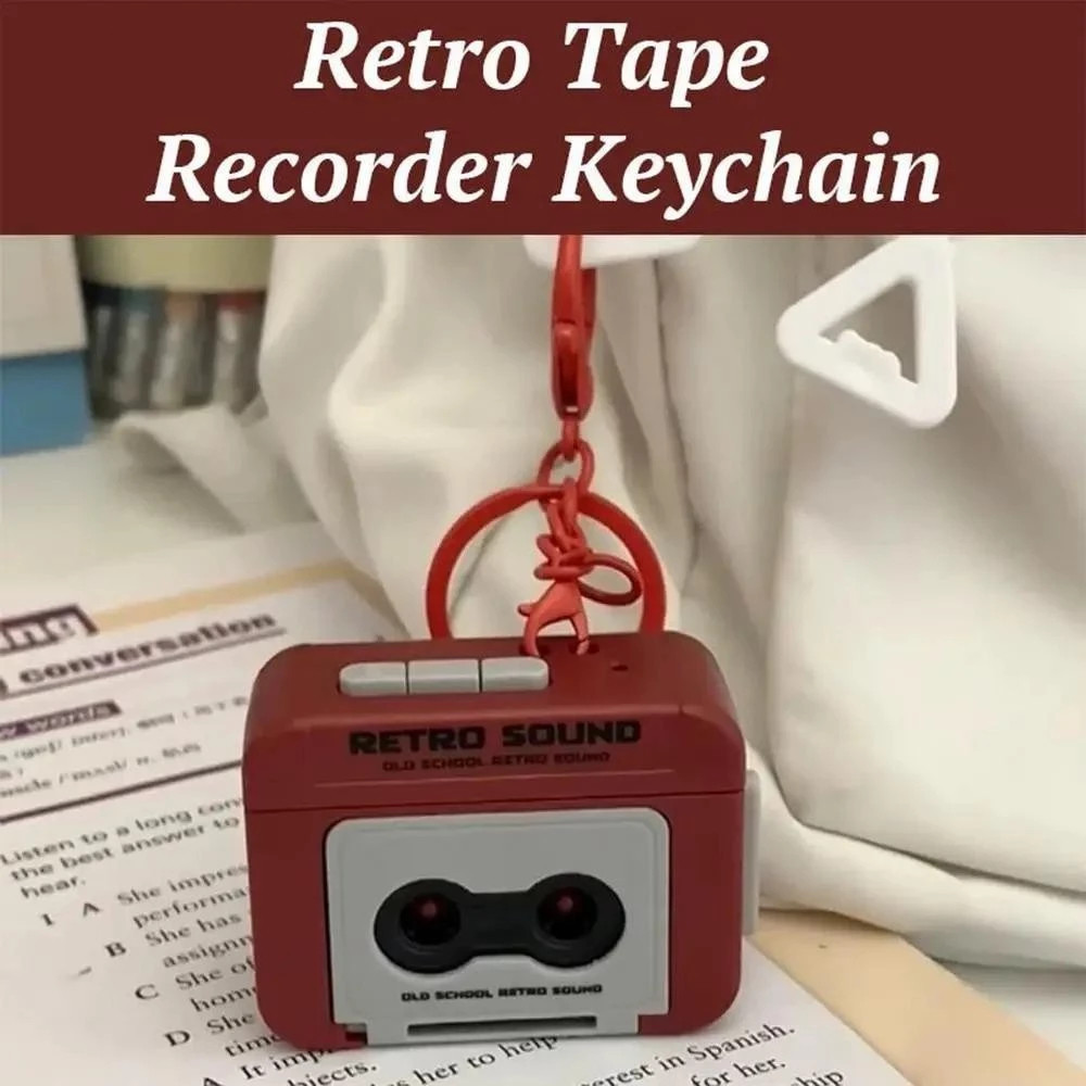 Mini Retro Cassette Recorder Couple Gift Keychain Fun Music Box Pendant ...
