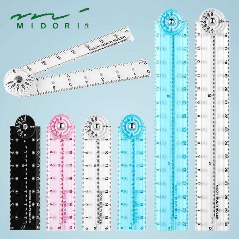 Japanese Midori CL Foldable Ruler Protractor Dual-use Colorful ...