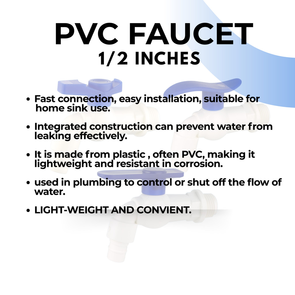 PVC faucet Plastic Gripo 1/2inch (20mm) Water Tap Leakproof - Fits ...