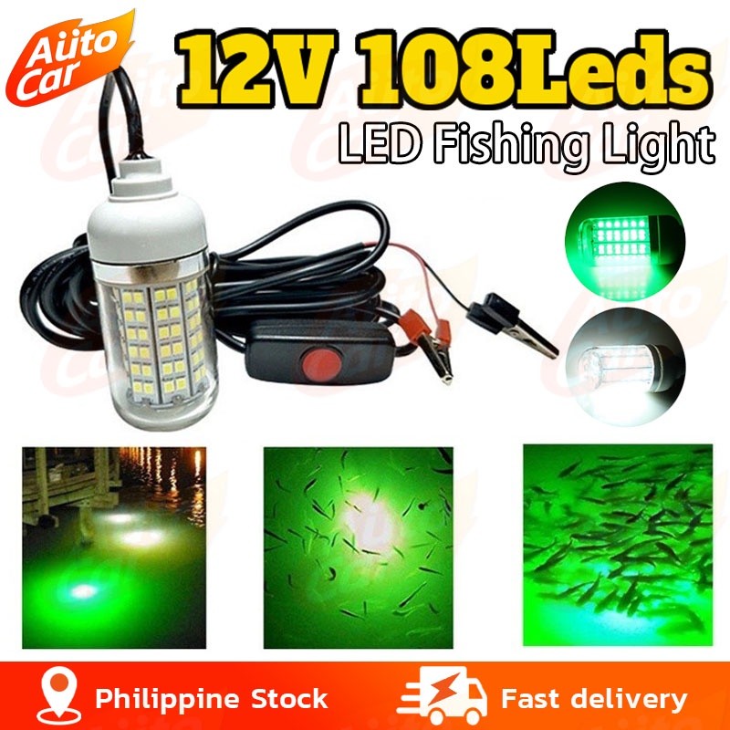108PCS LED 12V 100W Fishing Light IP68 Waterproof Underwater Fish ...