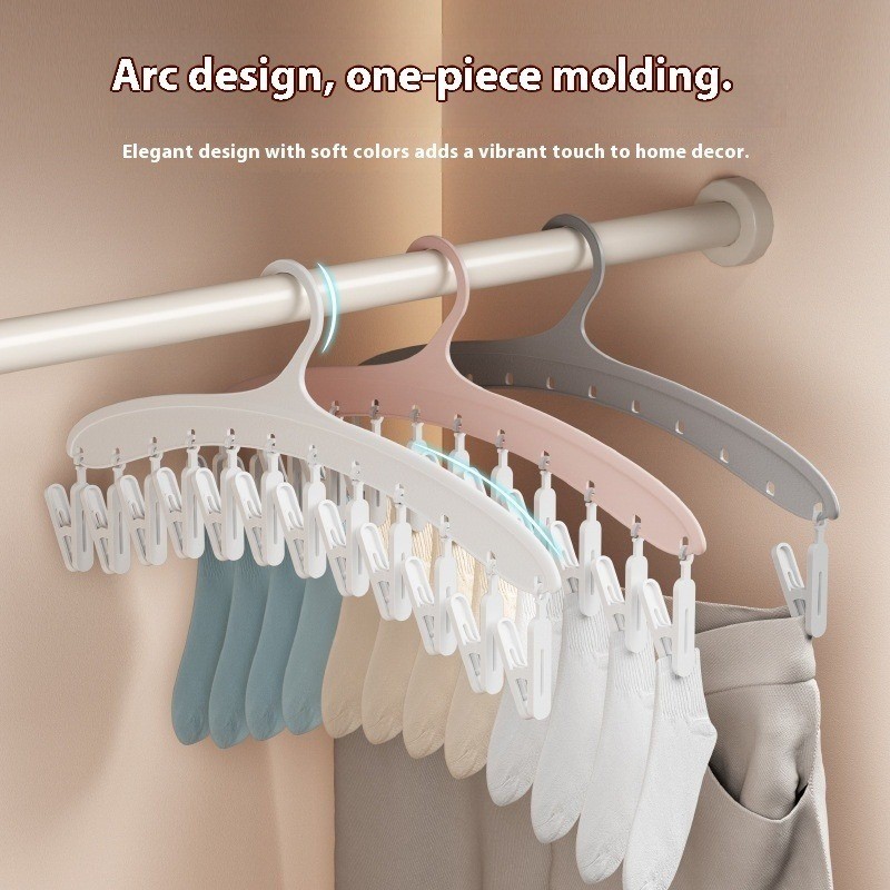 12 Clip Rotating Laundry Hanger Foldable Space Saving For Socks Towels ...