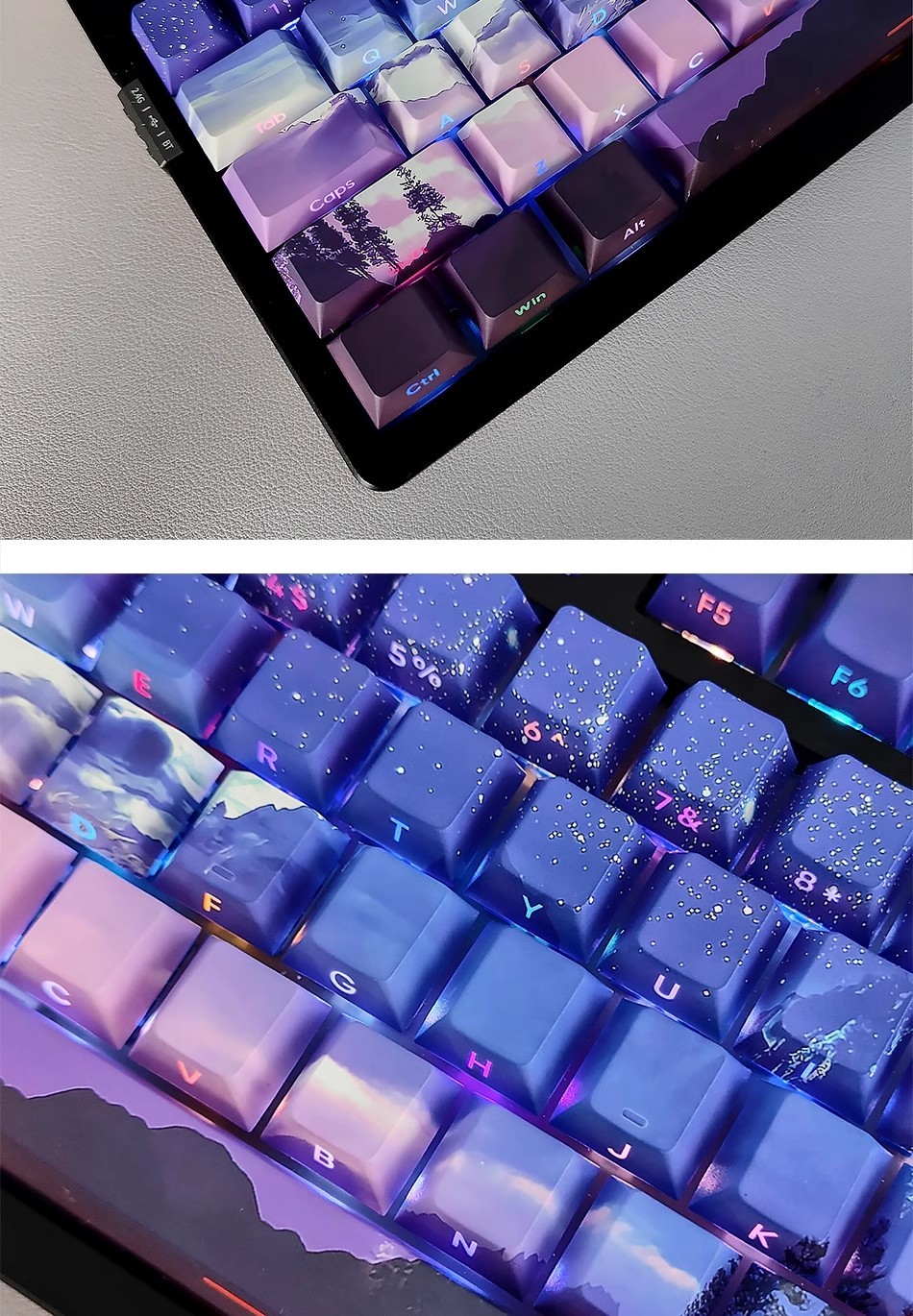 125 Keys Dawn Keycaps Cherry Profile Backlit KeyCap Side Print Keycap ...