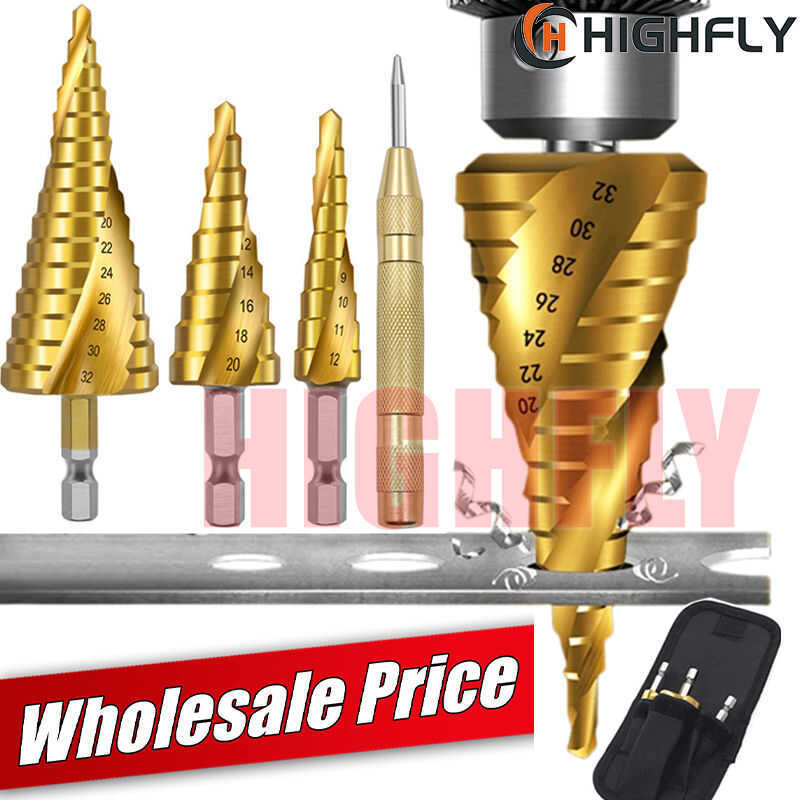3Pcs/Set 4-12Mm 4-20Mm 4-32Mm HSS Spiral Groove Step Drill Bit Titanium ...