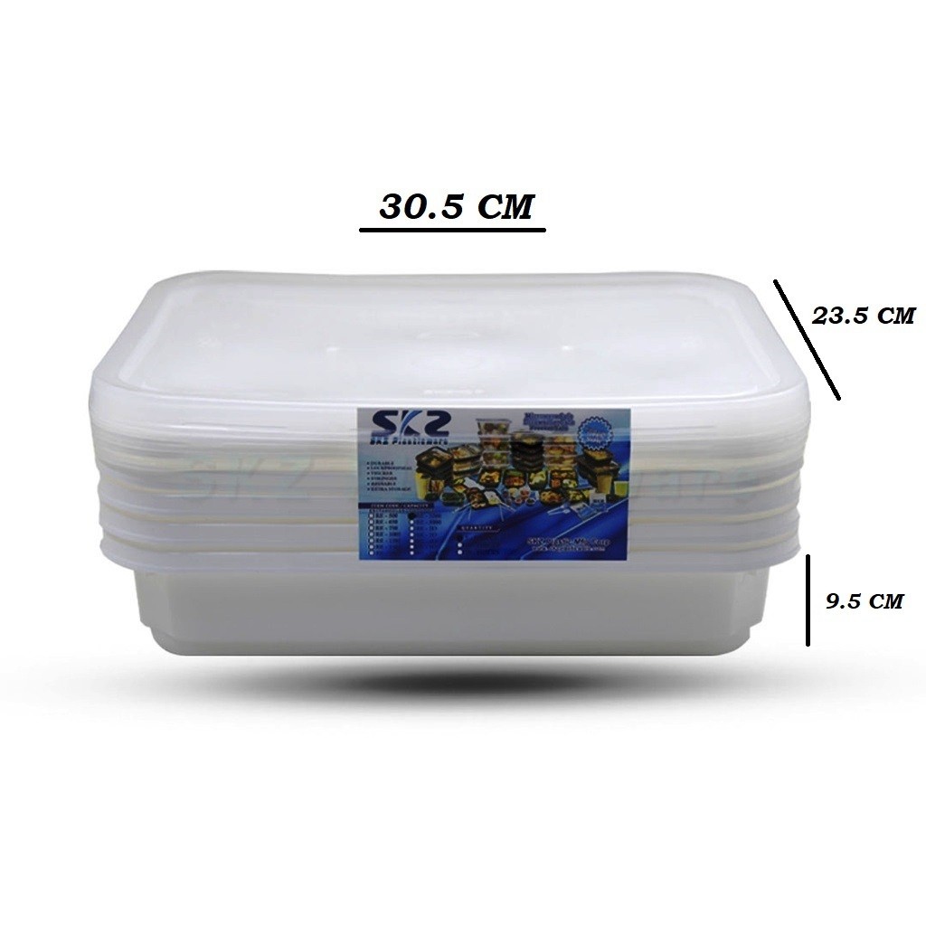 PARTY TRAY RECTANGULAR RE5000 FOOD STORAGE MICROWAVABLE WHITE 5 PCS PER ...