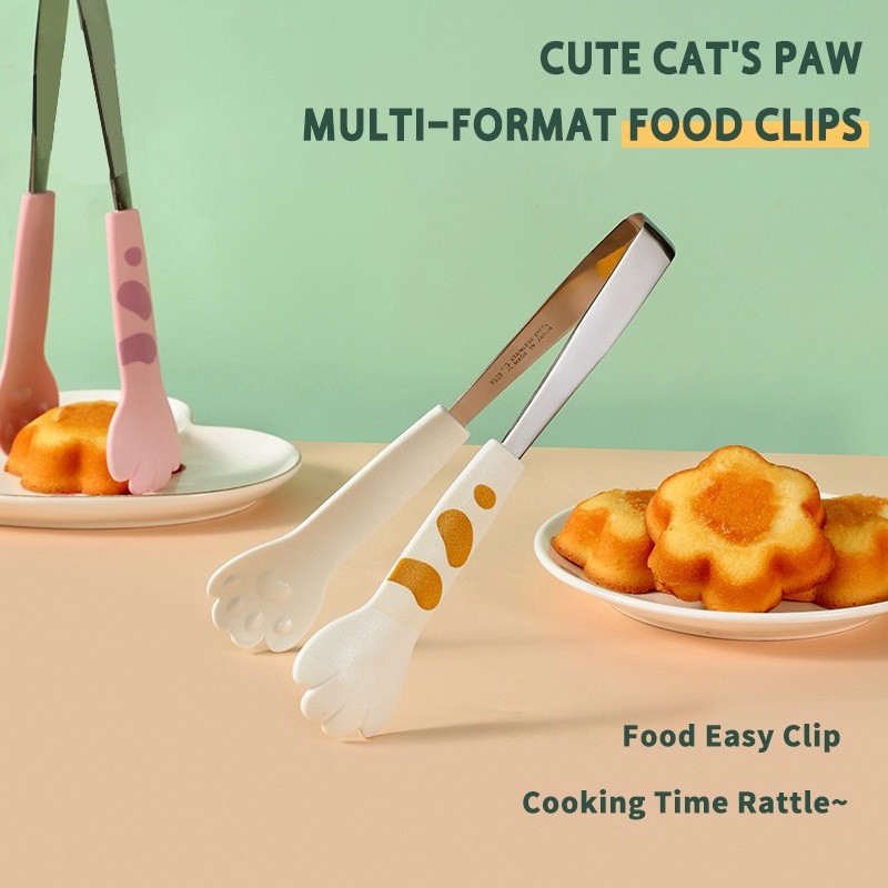 Creative Cute Cat Paw Shape Food Clip/Stainless Steel Mini Cartoon Meal ...