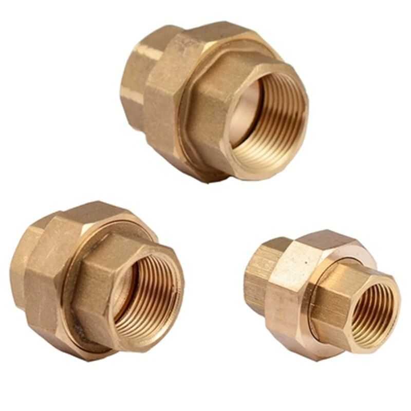 1Piece Brass Pipe Union Connector Coupling Copper Double Ness Joint ...