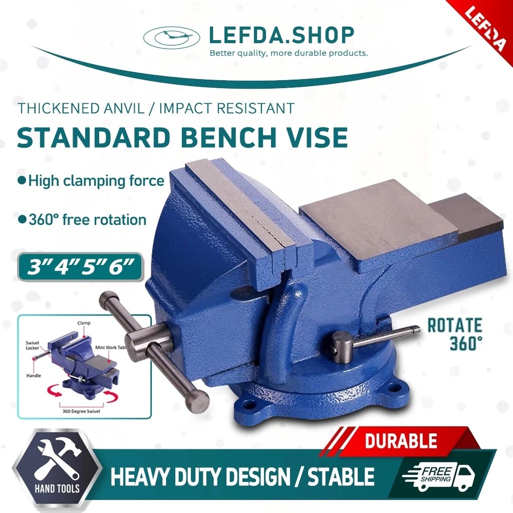 【High Quality】Bench Vise with Anvil 3/4/5/6 INCH Swivel Base Table ...