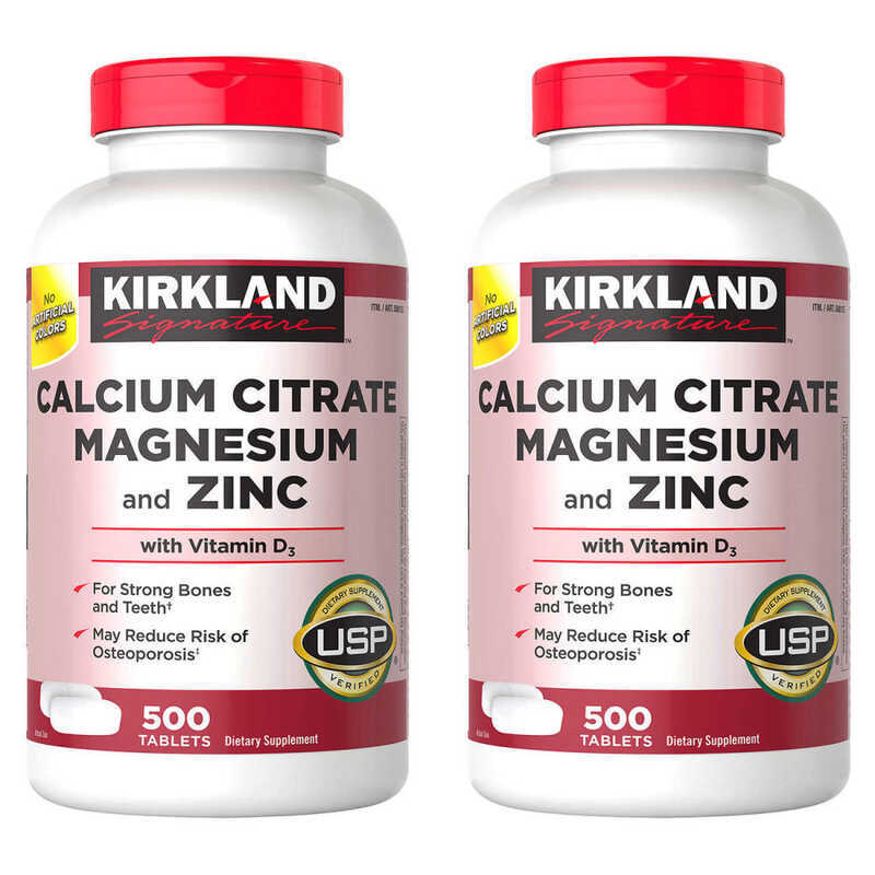 Kirkland Signature Calcium Citrate Magnesium And Zinc, 1000 Tablets ...