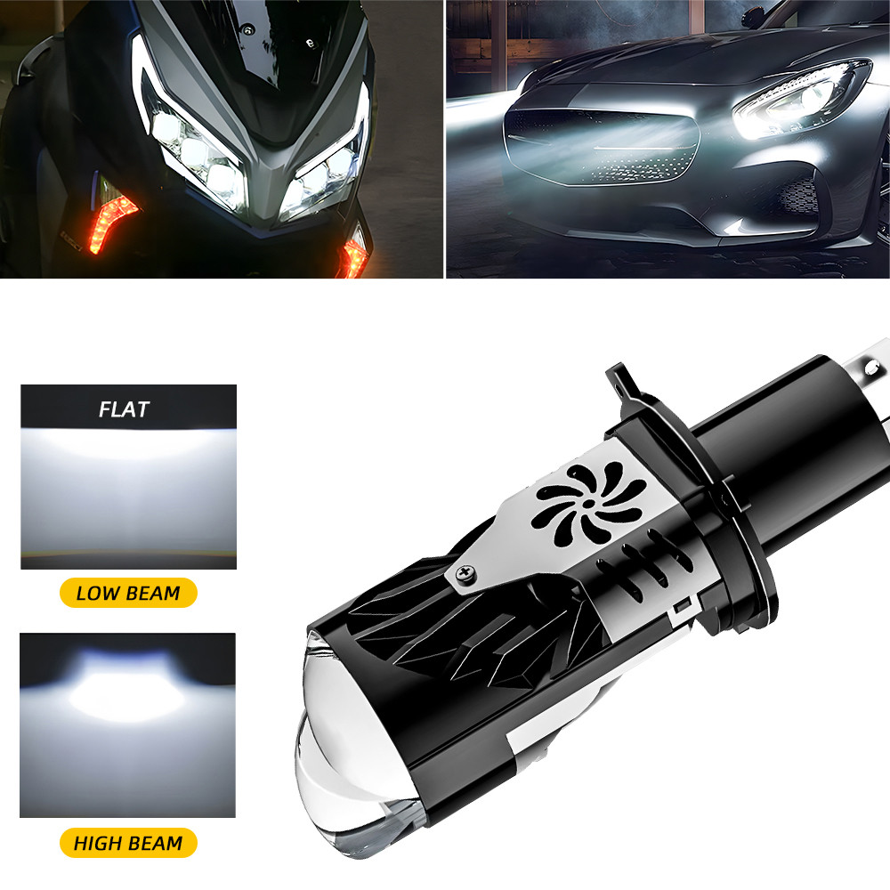 High Low Beams Integrated Universal H4 LED Headlight Projector Len for ...