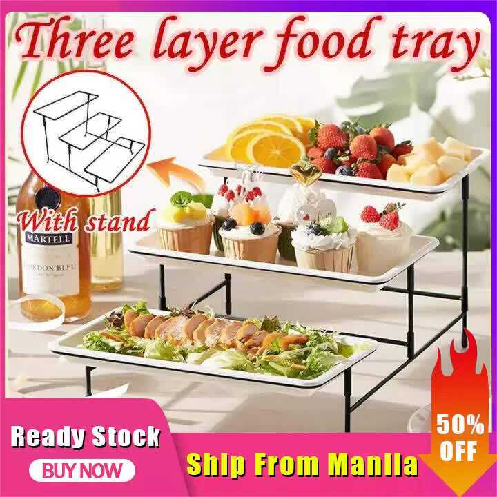 【Ready Stock】3 Tier Rectangular Serving Platter Set Buffet Server ...