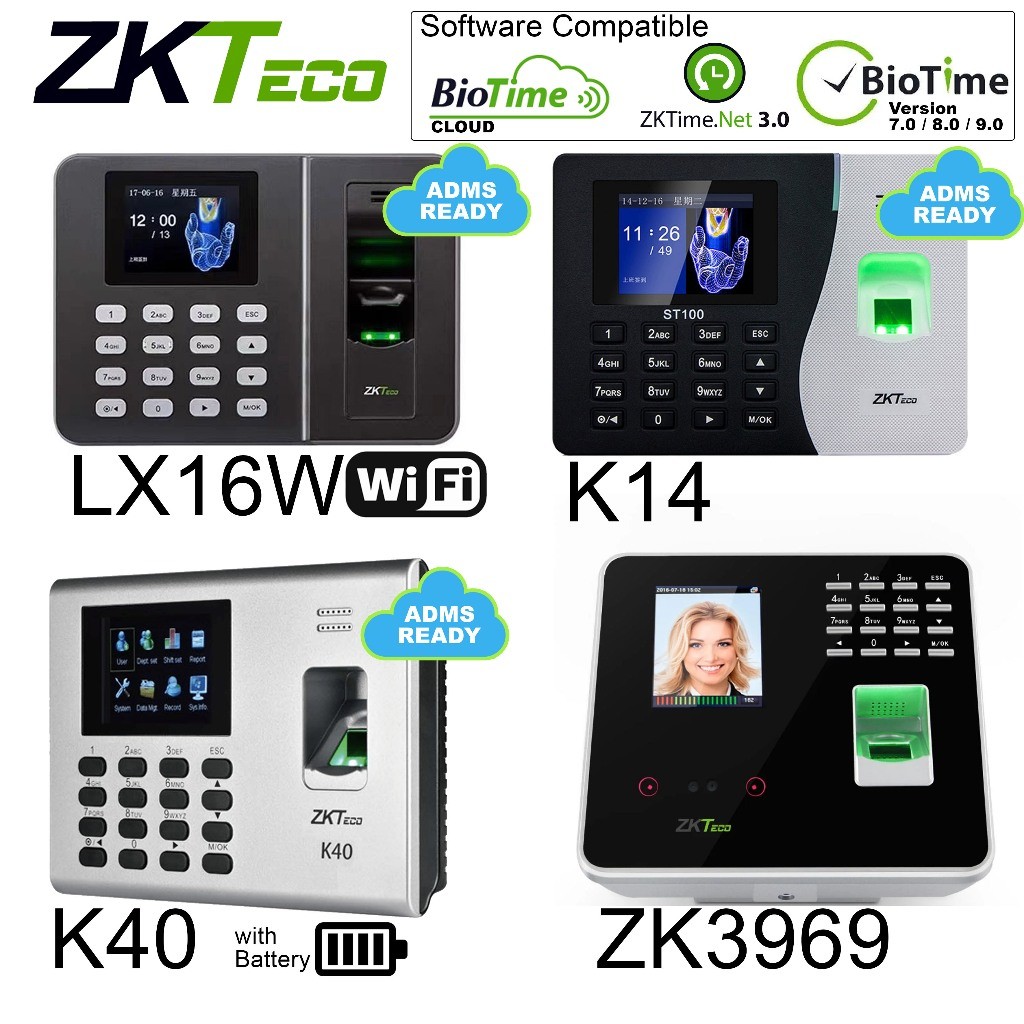 ZKTECO BIOMETRIC (ADMS READY) ATTENDANCE DEVICE K40 / K14 / ZK3969 ...
