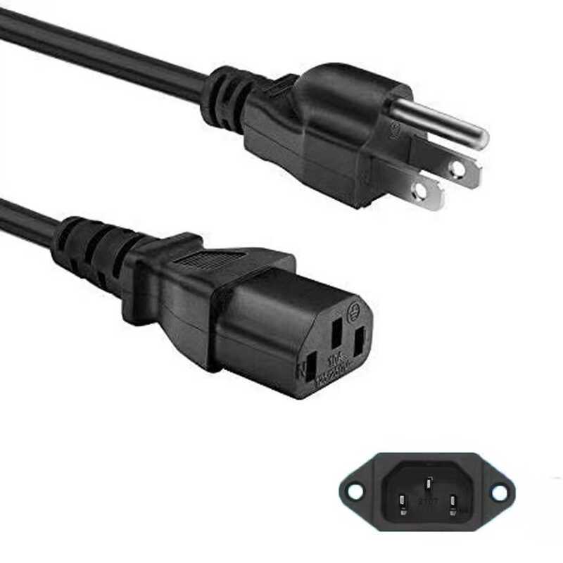 TKK 3 Pin 2/3 Prong AC Power Supply Line Extension Cord For CPU PC ...