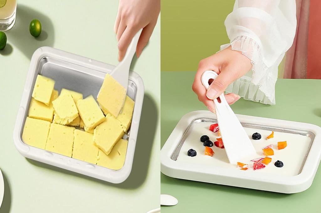 SLS_ Yogurt Maker Ice Cream Roller Stainless Steel Ice Cream Roll Maker ...