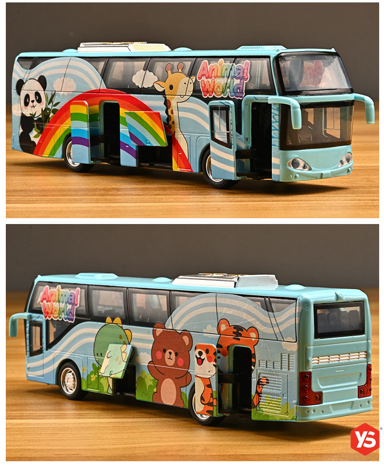 Customized Cartoon bus metal car alloy bus with light, sound boys,girls ...