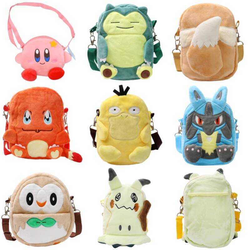 Mimikyu Eevee Snorlax Charmander Plush Shoulder Bag . Kawaii Rowlet ...