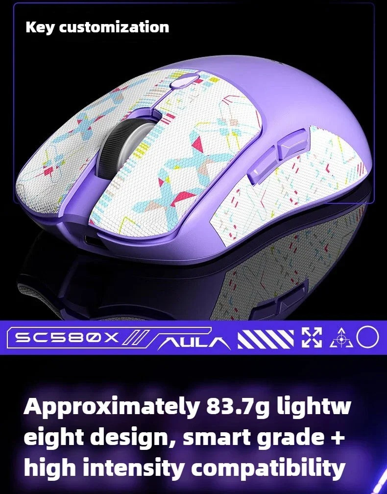 AULA SC580X E-sports Gaming Mouses Wireless Tri-mode Bluetooth Type-C ...