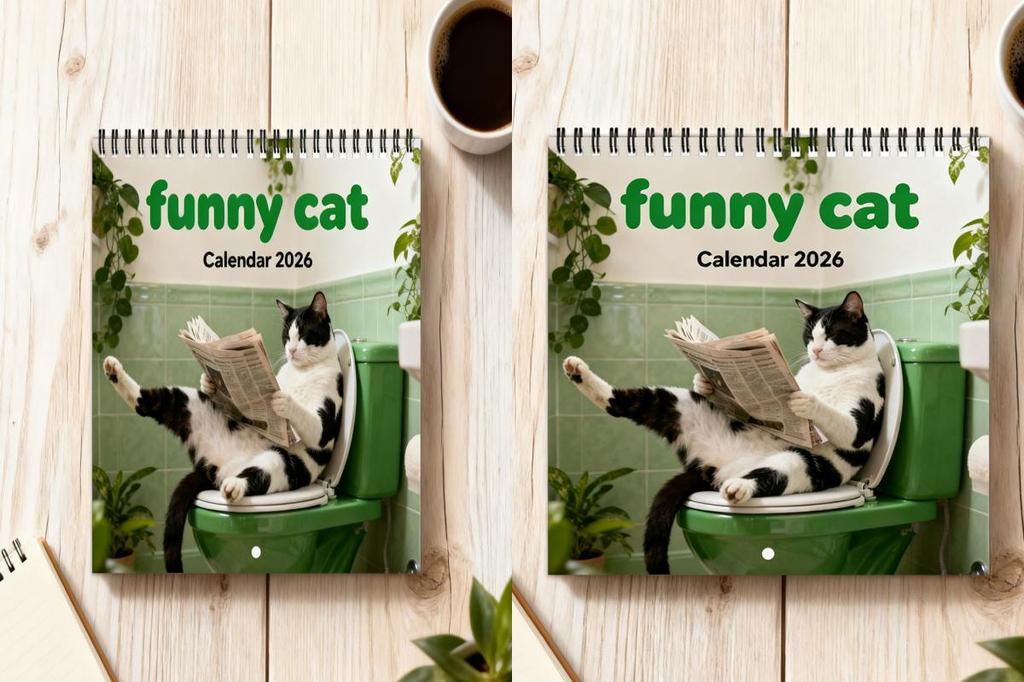 Humorous Cat Wall Calendar Cozy Bathroom Cat Art Calendar 2026 Funny ...