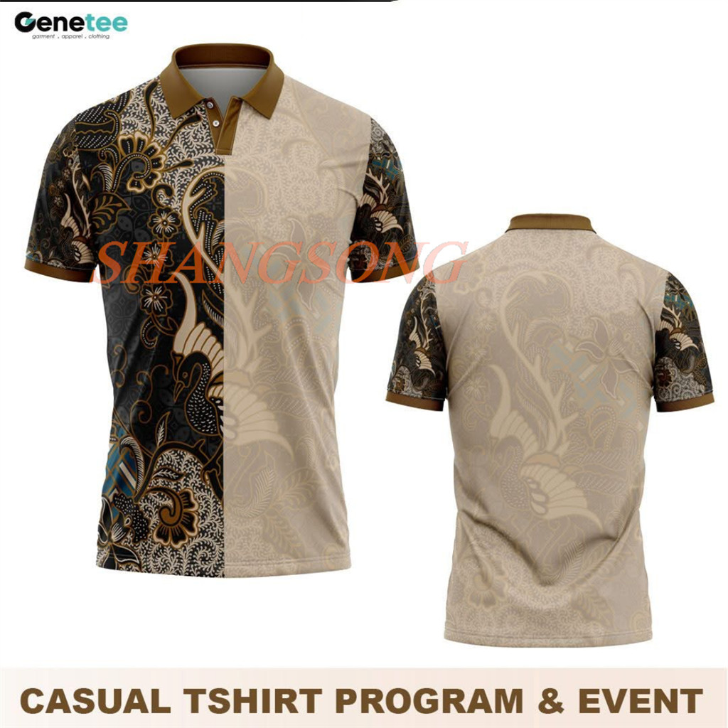 Polo Shirt Batik Filipino - Classic Leaf Pattern Aqua Color | Damit ...