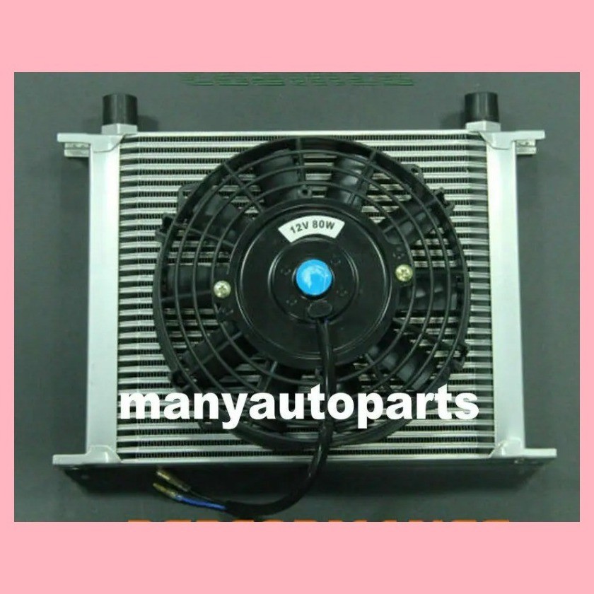 30 ROW AN10 FITTING HEAVY DUTY OIL COOLER 7" ELECTRIC FAN KIT JAPAN ...