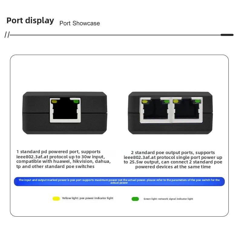 2 Port POE Repeater 100Mbps with IEEE 802.3af Standard Monitor POE ...