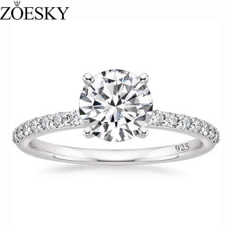 ZOESKY 925 Sterling Silver 1.25 CT Round Solitaire Cubic Zirconia ...