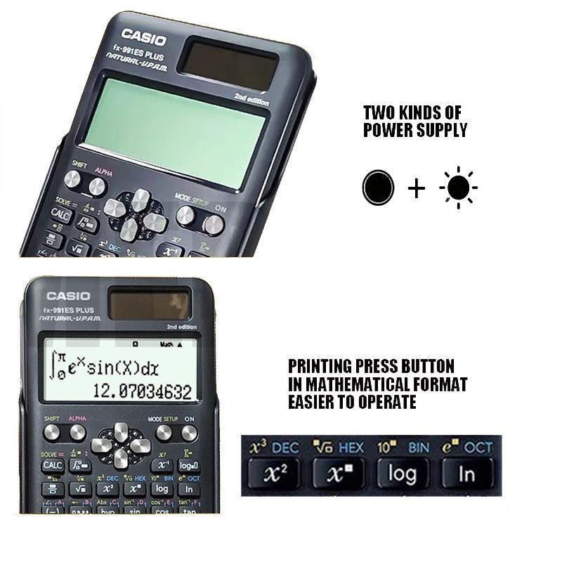 CASIO Scientific Calculator Fx 570ES plus 2nd Solar portable calculator ...