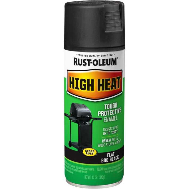 Rust-Oleum 7778830 High Heat Enamel Spray Paint, Bar-B-Que Black, 12 ...