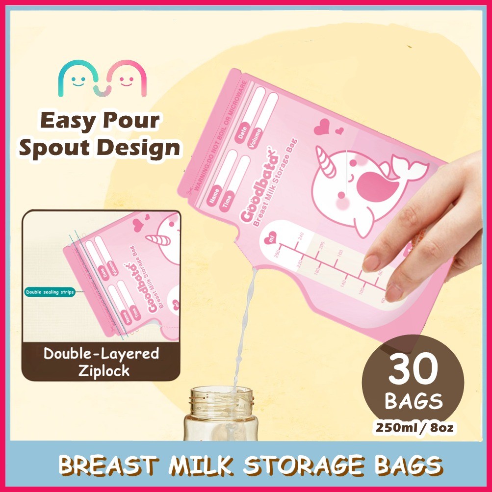 ஐ Goodbata Breastmilk Storage Bag 30pcs/Box Double Lock 8oz bag susu ...