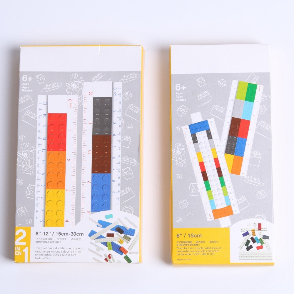 1box Color DIY Building Blocks Assembly Ruler Double Sided Scale Color ...