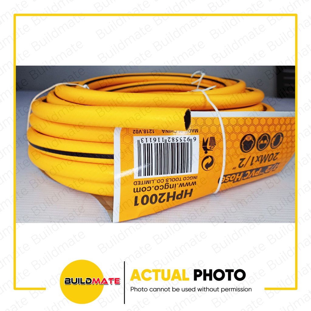 Buildmate x INGCO 20M 3PLY Thick Original PVC Garden Hose 1/2" Heavy ...