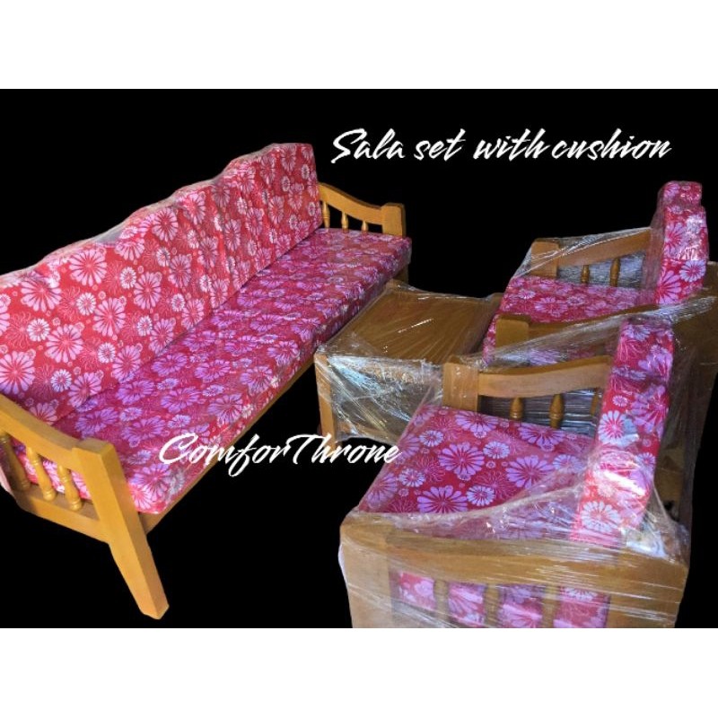 MAHOGANY WOOD SALA SET /SOFABED W/ BUILT-IN CABINETS | Shopee Philippines