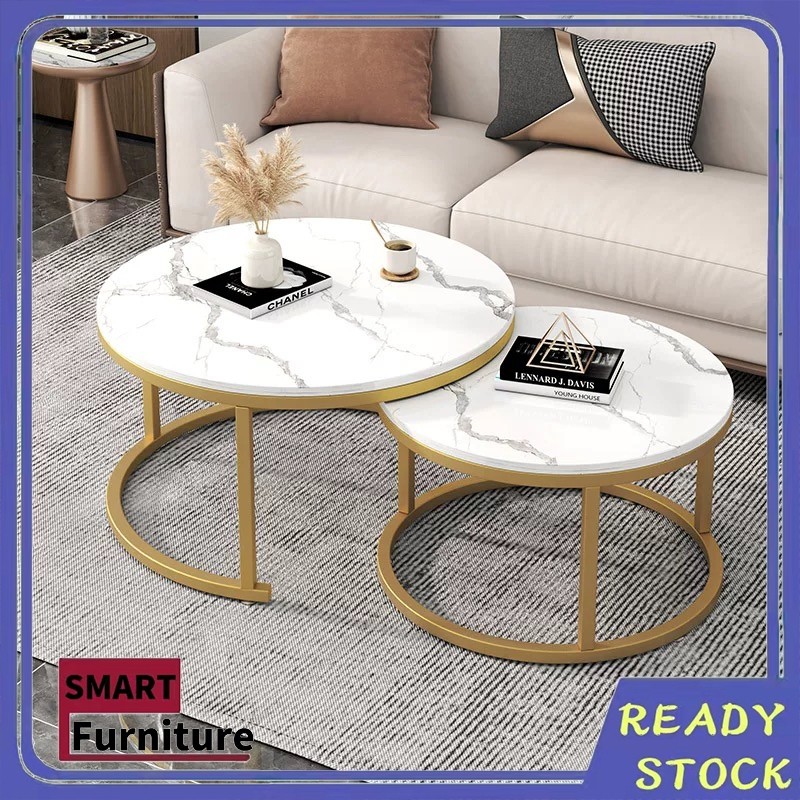 COD Adjustable Modern Coffee Table Round Coffee Table Combination Wood ...