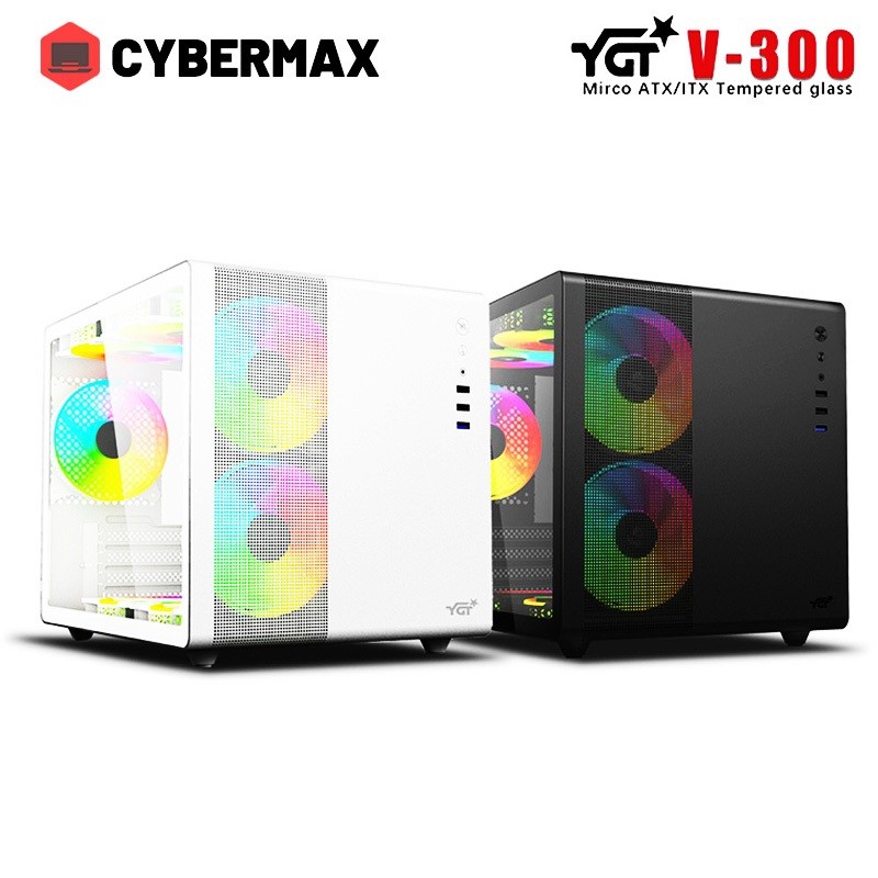 YGT V300 Mini Computer Case With Tempered Glass Micro-ATX/ITX Gaming PC ...