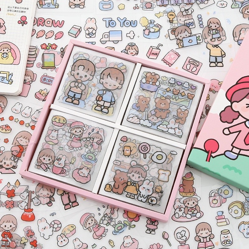 Telado 100pcs Happy Day Cute Stickers Box Waterproof Sticker Gift Box ...