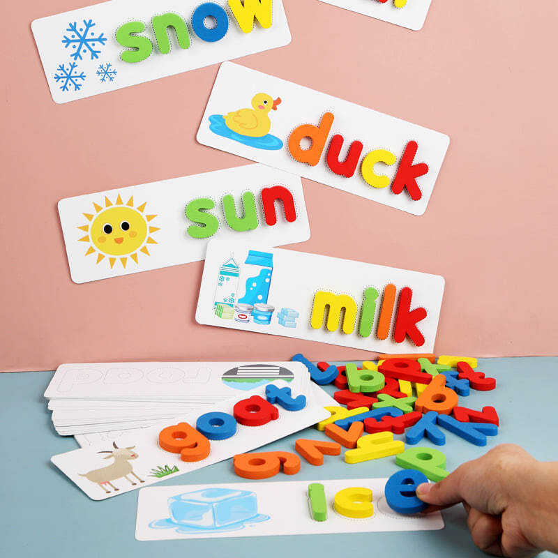 Uniheart Kids Puzzle Toy, Wooden Cardboard English Spelling Alphabet ...