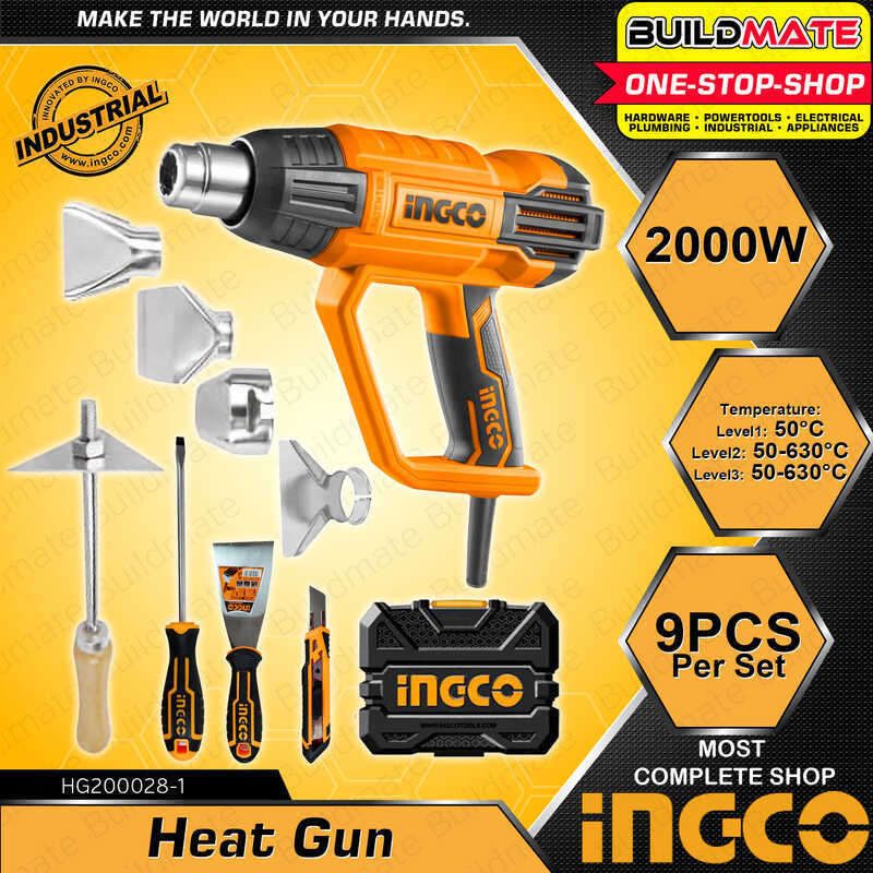 INGCO Hot Air Temperature Heat Gun WITH CASE And Accessories Hg200028-1 ...