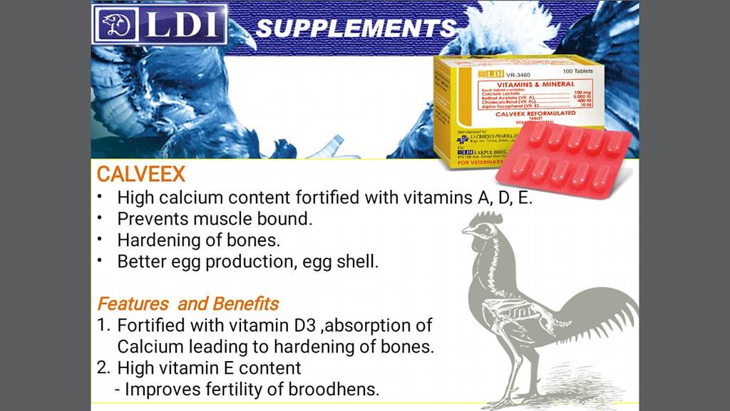 Calveex [3~10 Tablets] High-Calcium Gamefowl Supplement Vitamins A, D3 ...