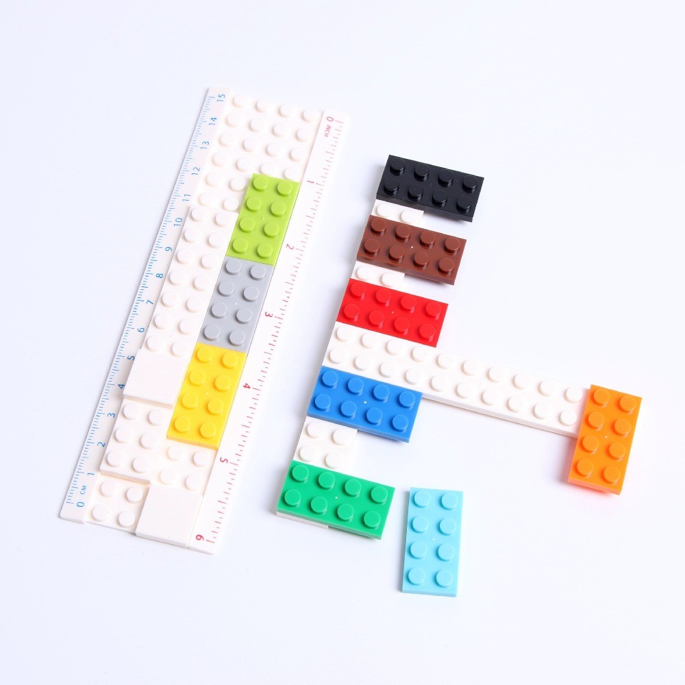 1box Color DIY Building Blocks Assembly Ruler Double Sided Scale Color ...