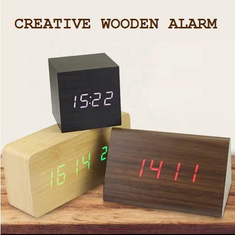 SC Creative Digital Alarm Clock New Design Wooden Desk LED Alarm Clock ...
