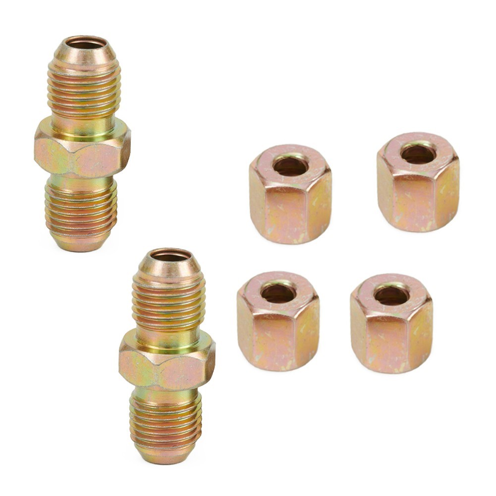 【YFGD】Brake Pipe Connectors 10mm x 1mm 2 Way Inline Male + Female Nuts ...