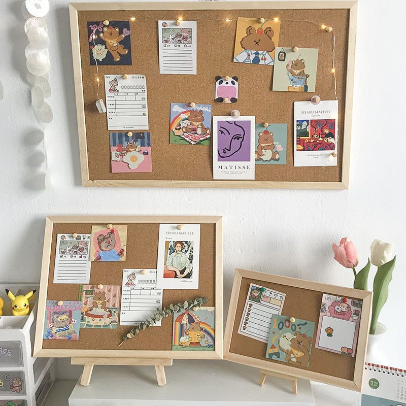 Wooden Frame Cork Message Board for Home Office Classroom Use Cork ...